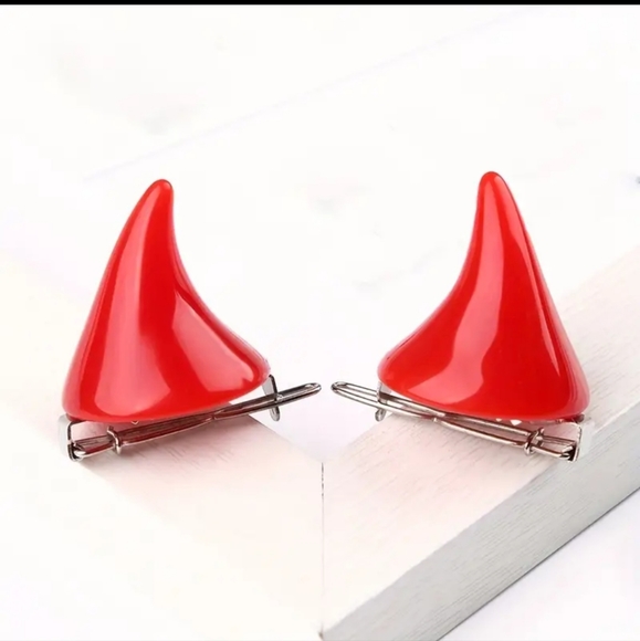 Accessories | Devil Horns Hair Clips Pair Red | Poshmark
